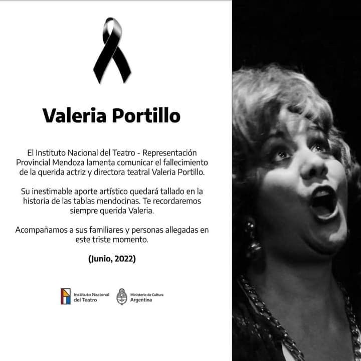 La comunidad teatral despide a la actriz Valeria Portillo