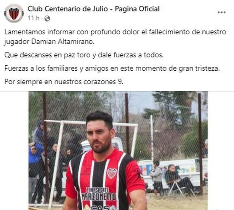 Dolor por la muerte de un futbolista mendocino